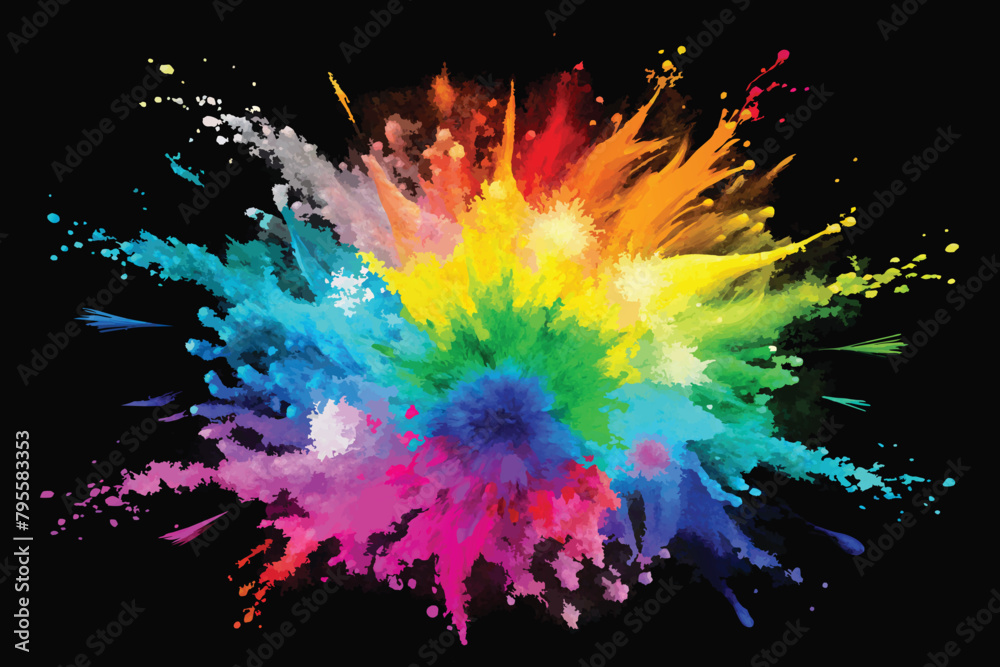 colorful rainbow holi paint color powder explosion vector, isolated ...