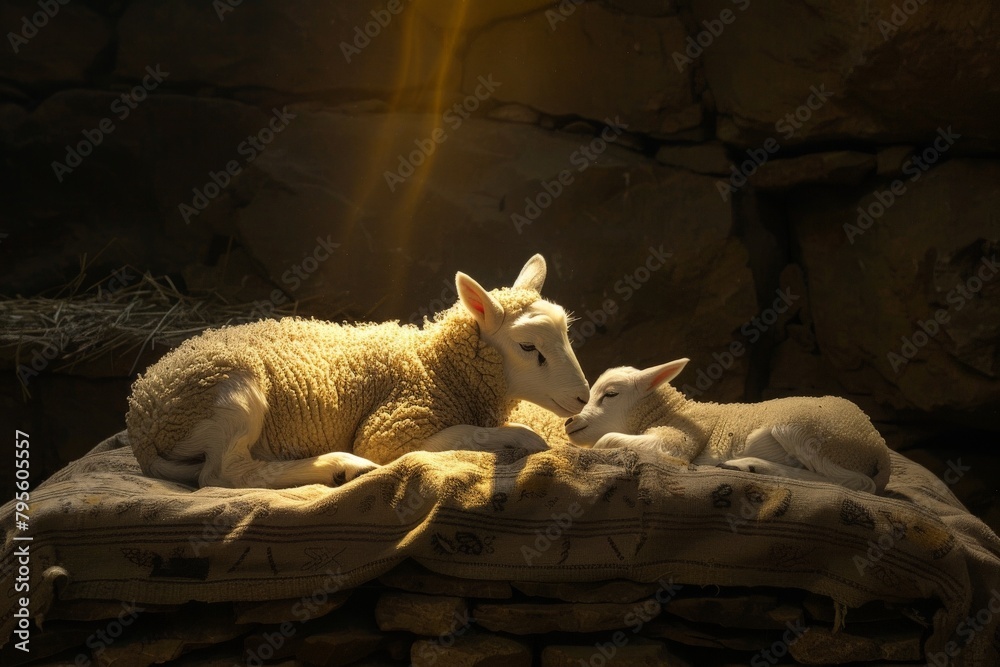 Depiction of Jesus Christ as Shepherd - Jesus Christ holding a Lamb ...