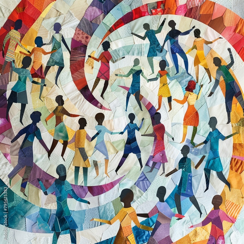 Illustrate the intertwined spirits of different communities, bound by a ...