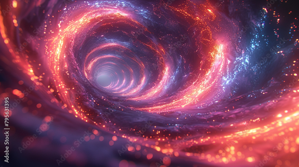 Dynamic swirls of neon light pulsating in a digital void, creating an ...