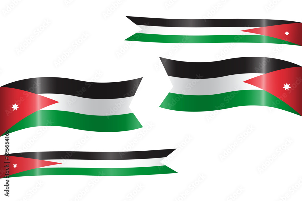 set of flag ribbon with colors of Jordan for independence day ...