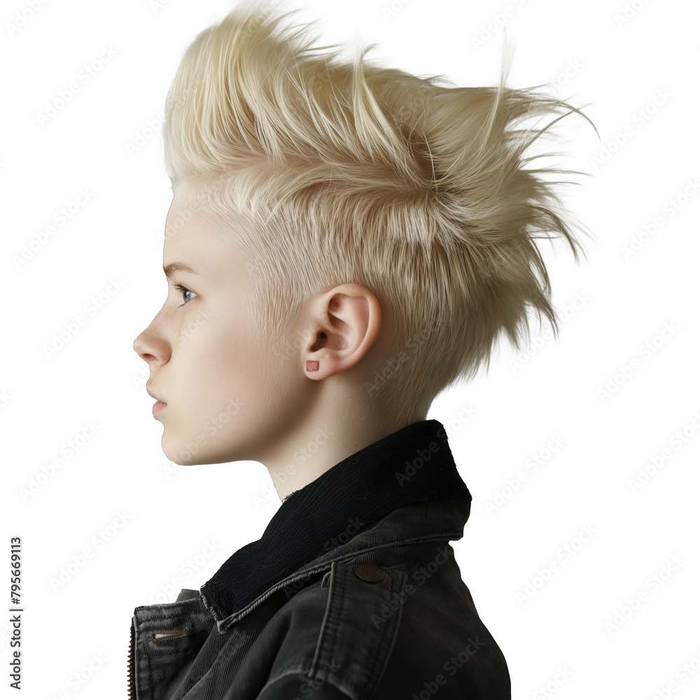 young teenager girl with blonde mohawk hairstyle . Clipart PNG image ...