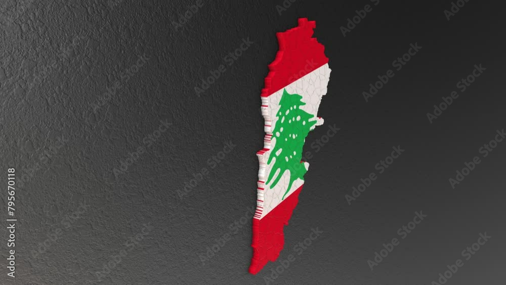 Lebanon map 3d. 3d map of Lebanon. Видео Stock | Adobe Stock