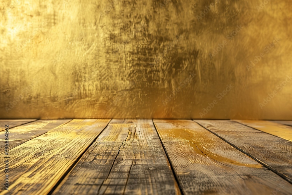 plank table golden for background, plank wood gold color on wall room ...