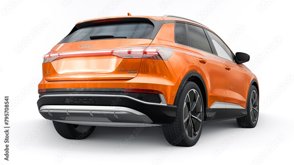 Berlin. Germany. March 11, 2024. Audi Q4 e-tron 2022. Orange modern ...