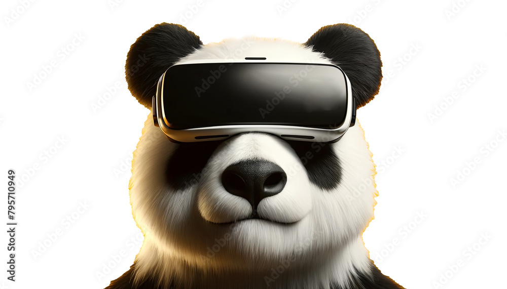 Gentle panda with VR headset, in PNG format with a transparent ...