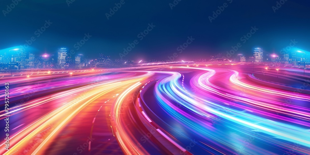 Car motion trails. Speed light streaks background with blurred fast ...
