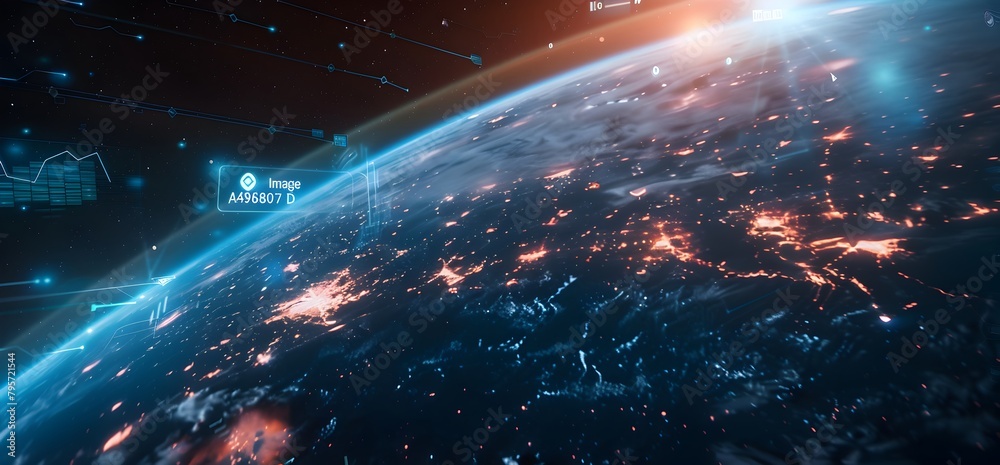 Abstract global network and connectivity concept with planet earth ...