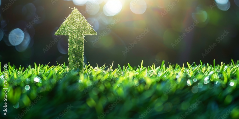 Emerging Green Arrow Symbolizing Growth and Progress, Nestled in Lush ...