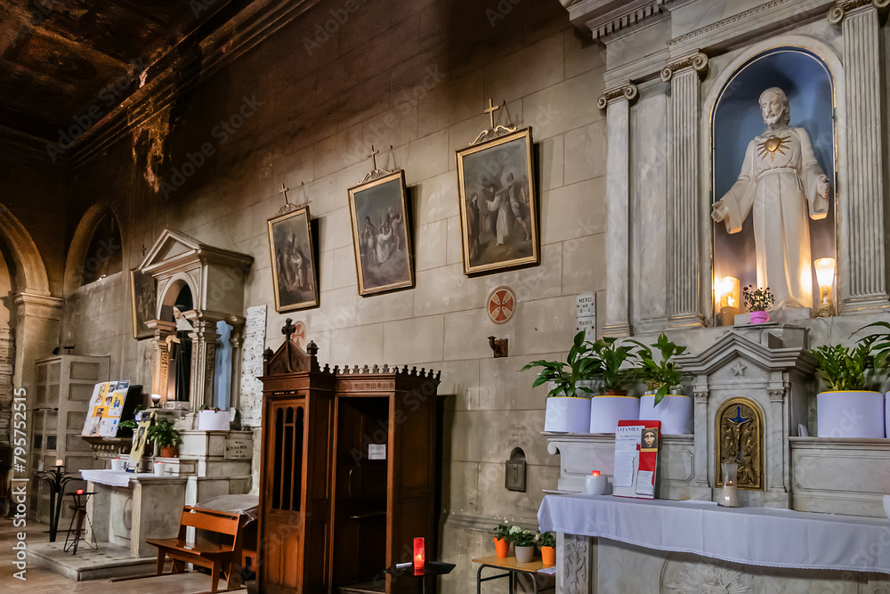 Interior of Notre-Dame-du-Port de Nice church (1840 - 1853), also known ...