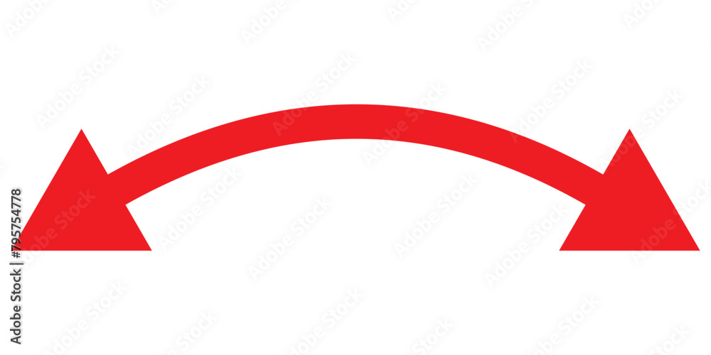 Dual sided red arrow vector, icon, silhouette design. Semicircular ...