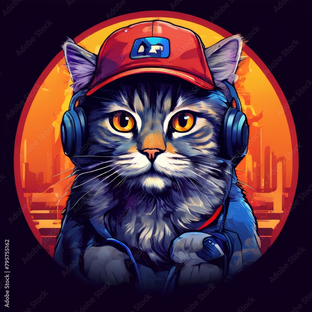 cartoon cat tech support service AI generated Stock Illustration ...