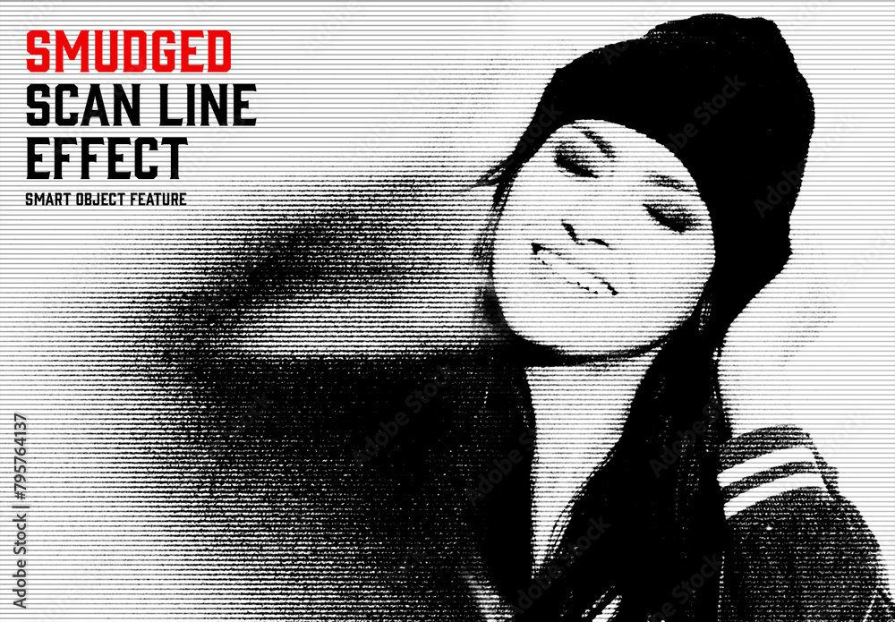 Smudged Scan Line Effect Stock Template | Adobe Stock