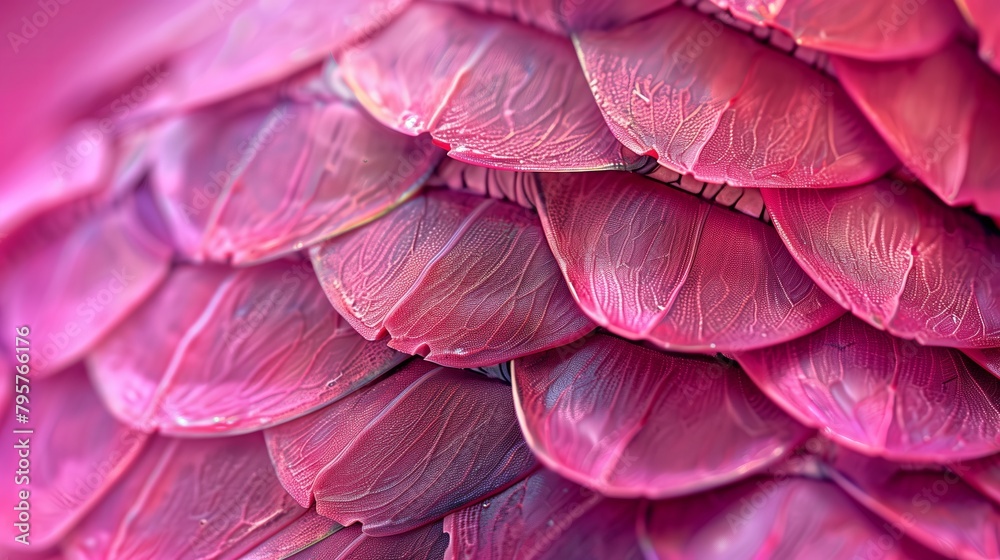 Pink dragon scales made from hundreds of tiny pink leaves. Stock Photo ...