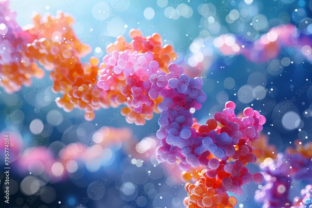 complex protein or enzyme structure 3d illustration for biochemistry ...