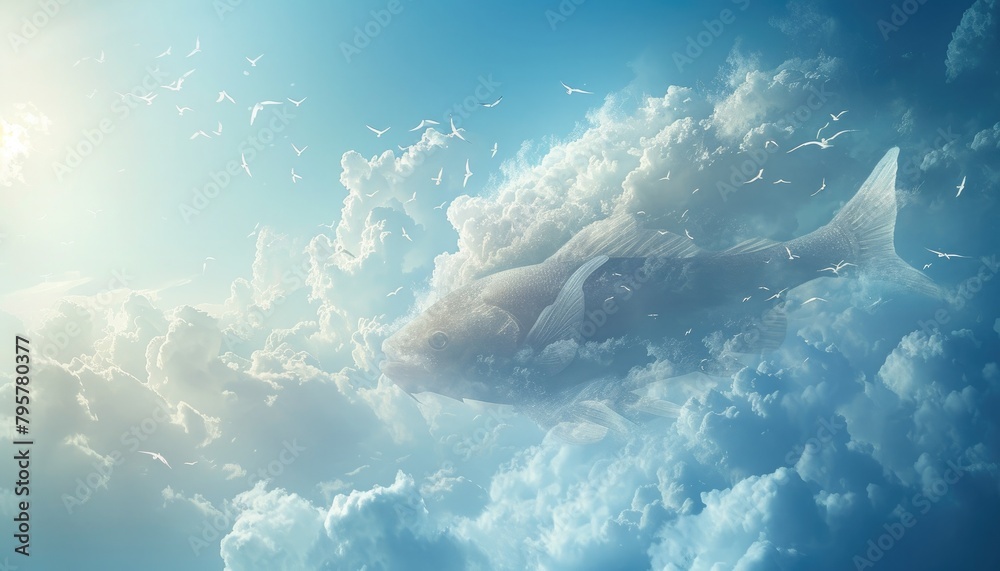Fish blending with clouds, like water merging with the sky 🌥️🐟 The fish ...