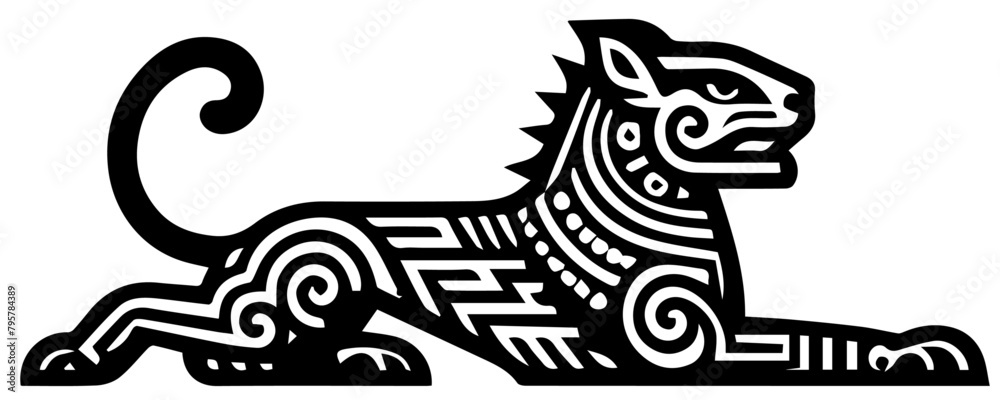 Vetor de Mayan Incas and Aztecs lion, hand drawn vector logo ...