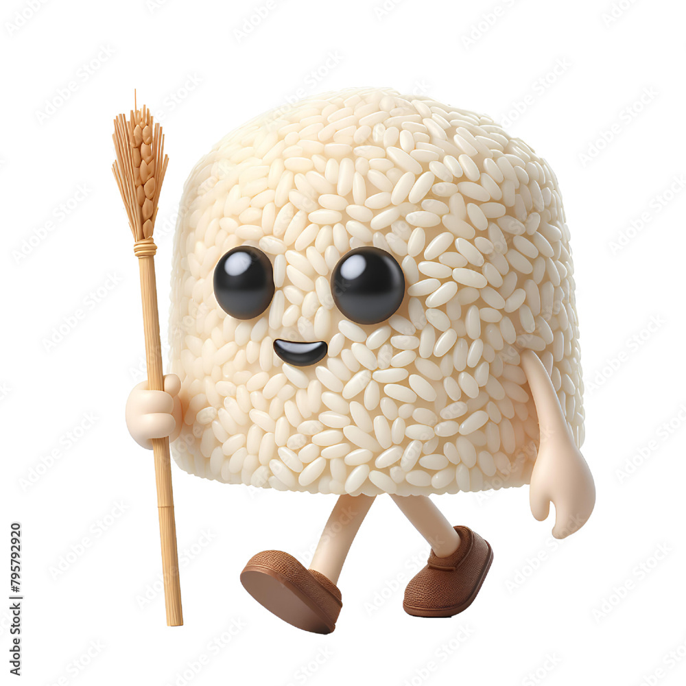3D CUTE the rice High quality and isolated on a white background Stock ...