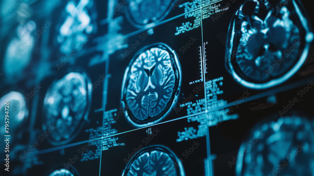 Obscured background of Brain imaging via PET scan technology. Stock ...