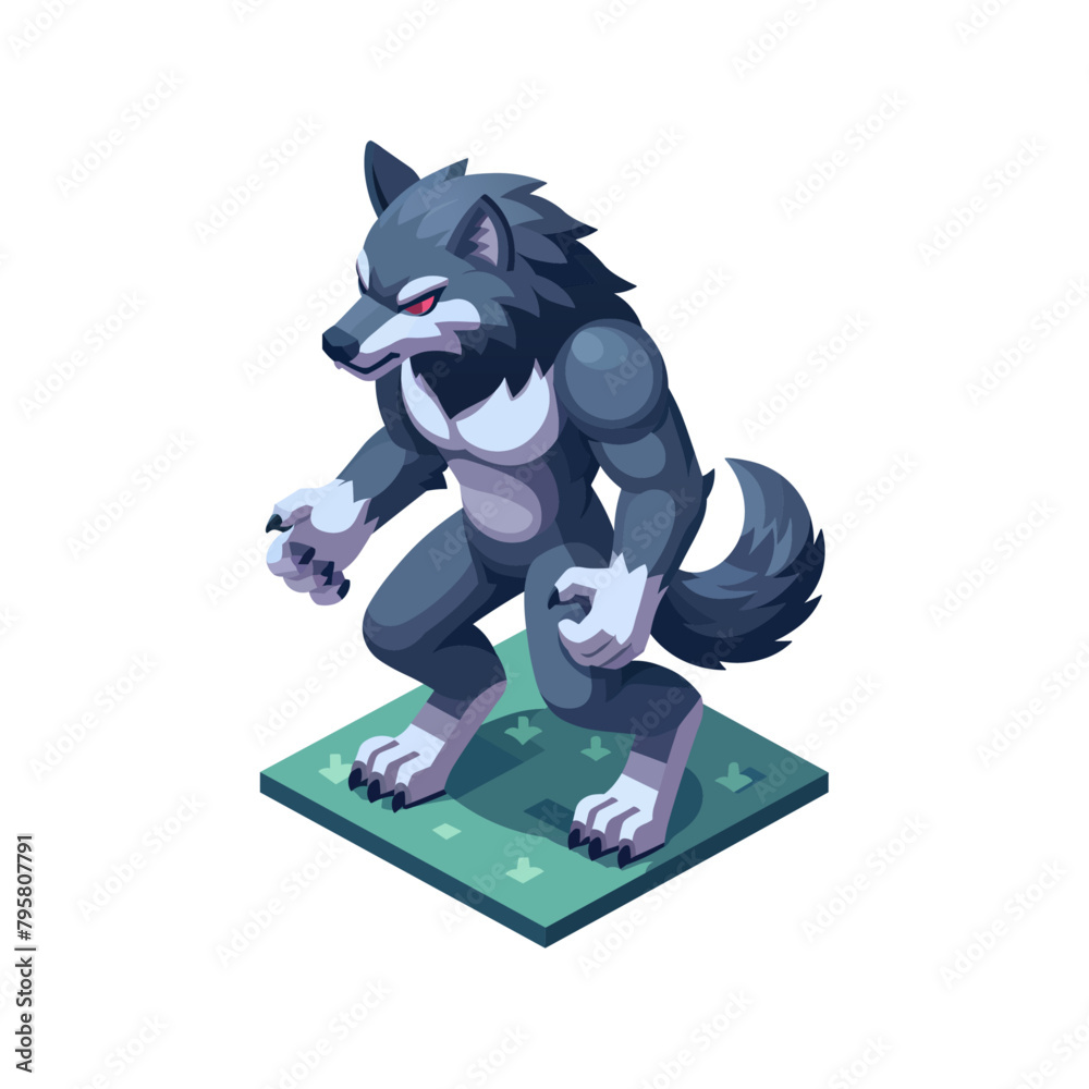 Isometric werewolf halloween monster design isolated on white ...