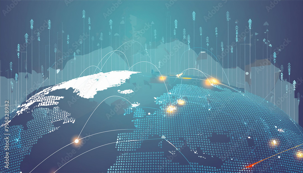 dynamic digital world map emphasize Western Europe continental for AI ...