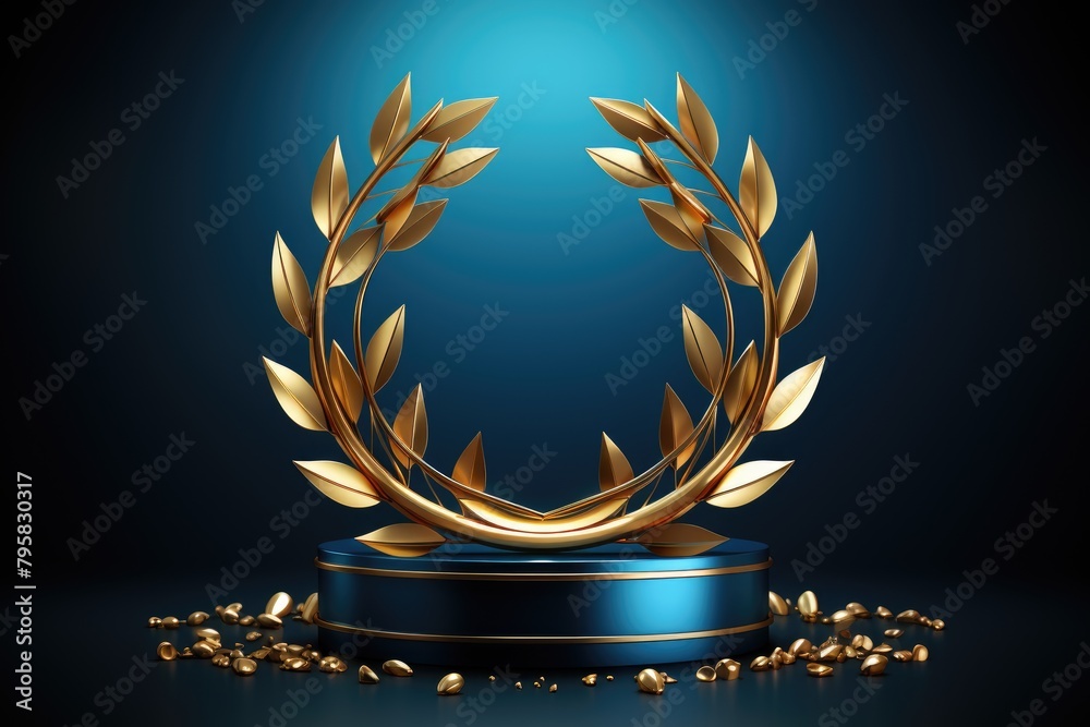 Celebrating success, podium award sign, symbolizing achievement ...