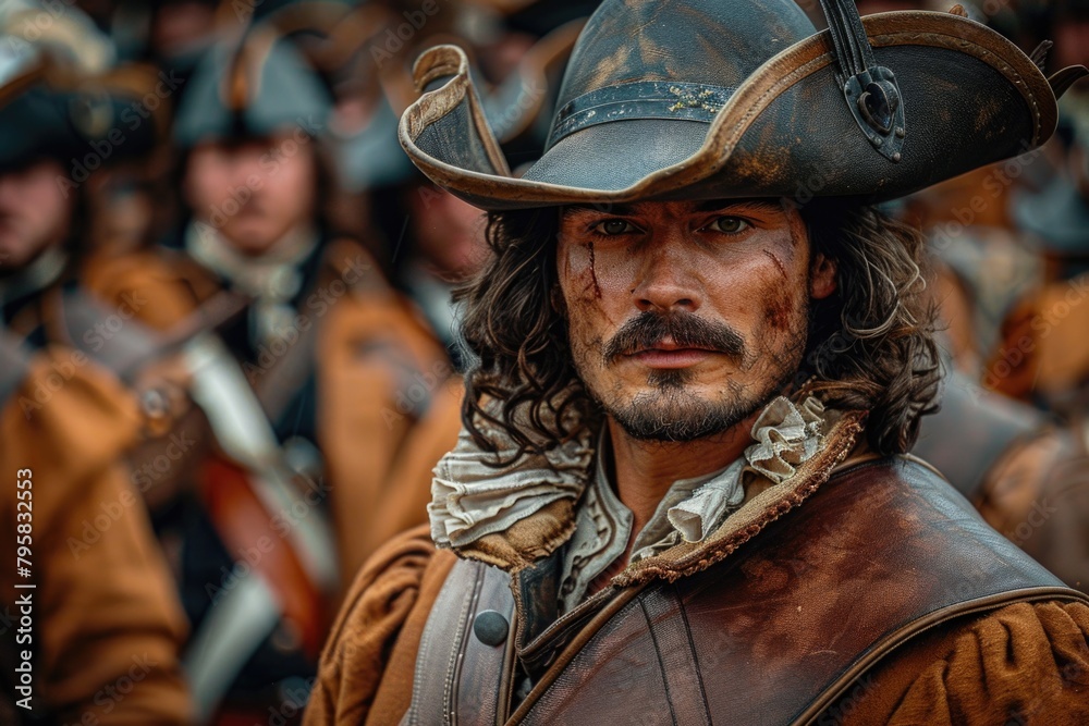 Elegant musketeer in historical attire, portraying bravery and chivalry ...