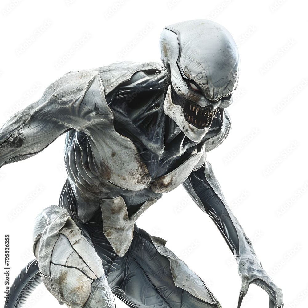 Agressive Face Expression of a Dangerous Gray Alien Designer’s Body ...