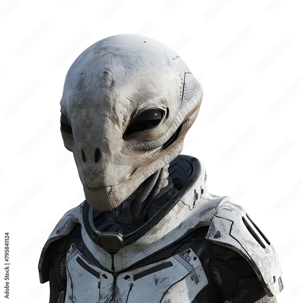 Body Shot: Neutral Face Expression by a Gray Alien Designer, Isolated ...