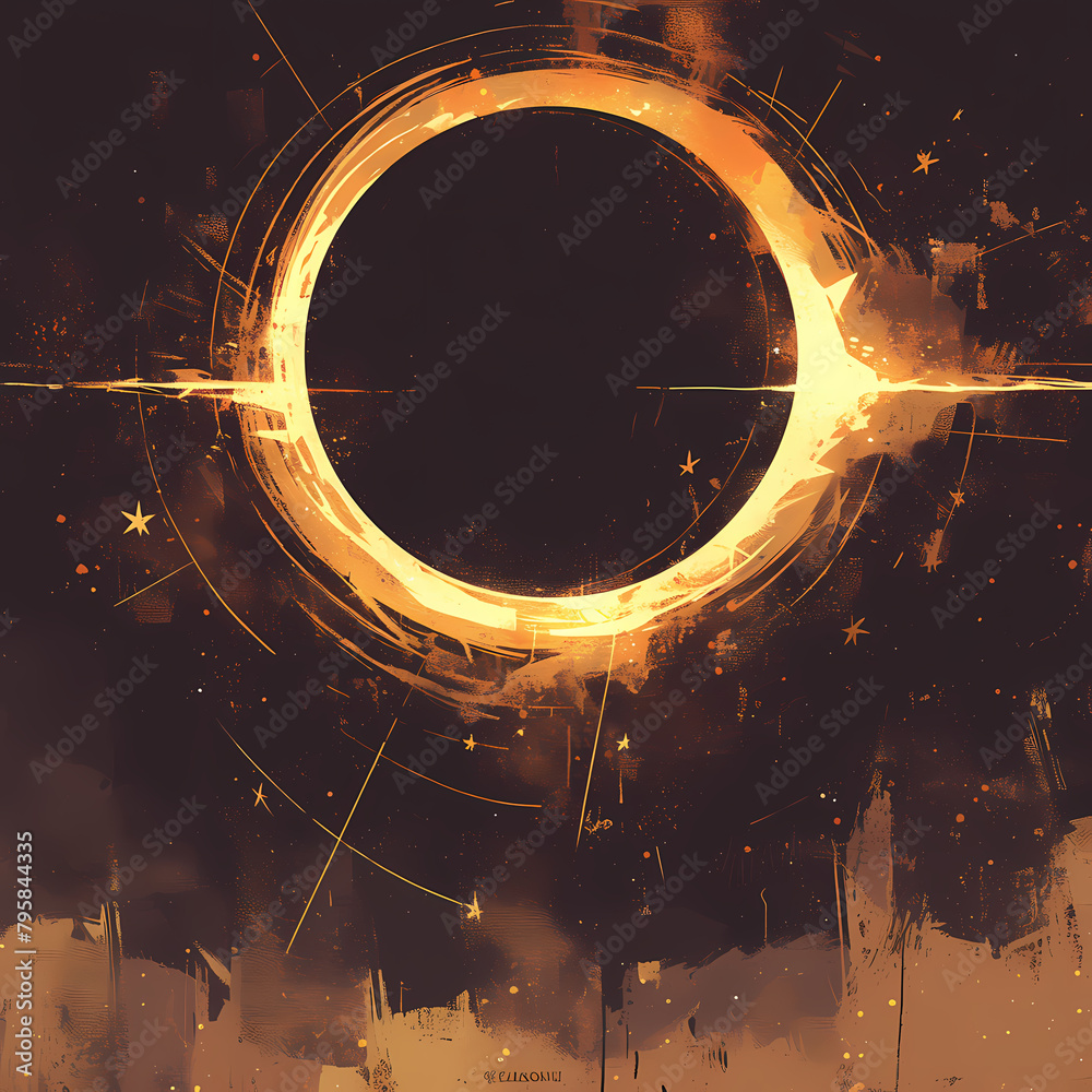 Striking Solar Eclipse Illustration in Stylized Design: A Bold and ...