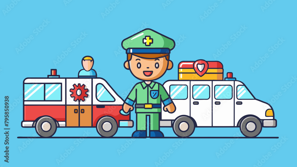 police fire and ambulance emergency services cartoon vector ...
