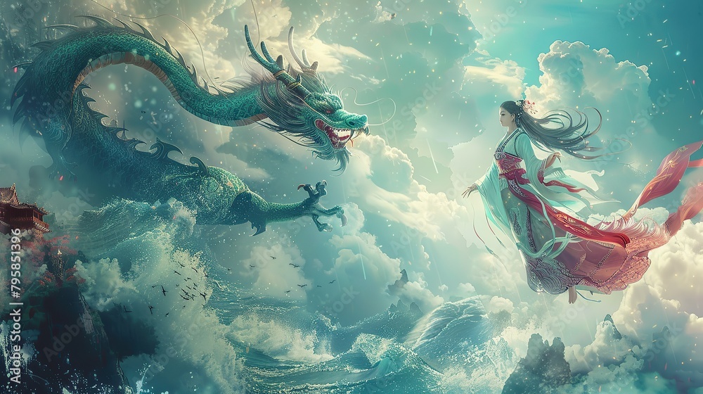 Chinese mythology story, Fuxi Eight Trigramsï¼ŒIllustration, Tang ...
