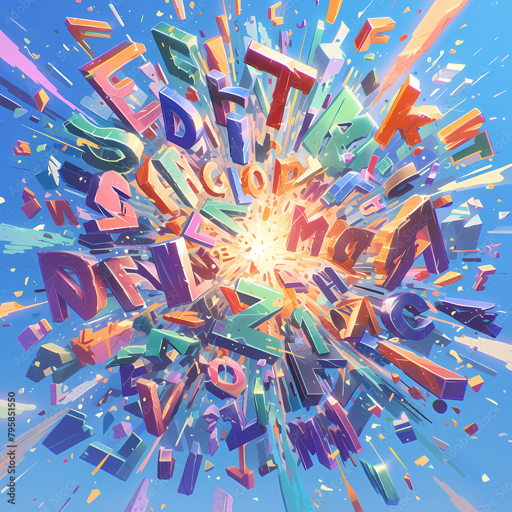Stunning 3D Animation of an Alphabet Explosion with a Vibrant Color ...