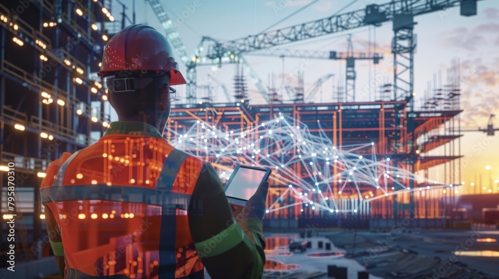 A 3D digital twin of a construction site showing real-time data ...