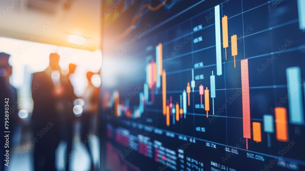 Data analyzing overlay background with digital screen on glowing color ...