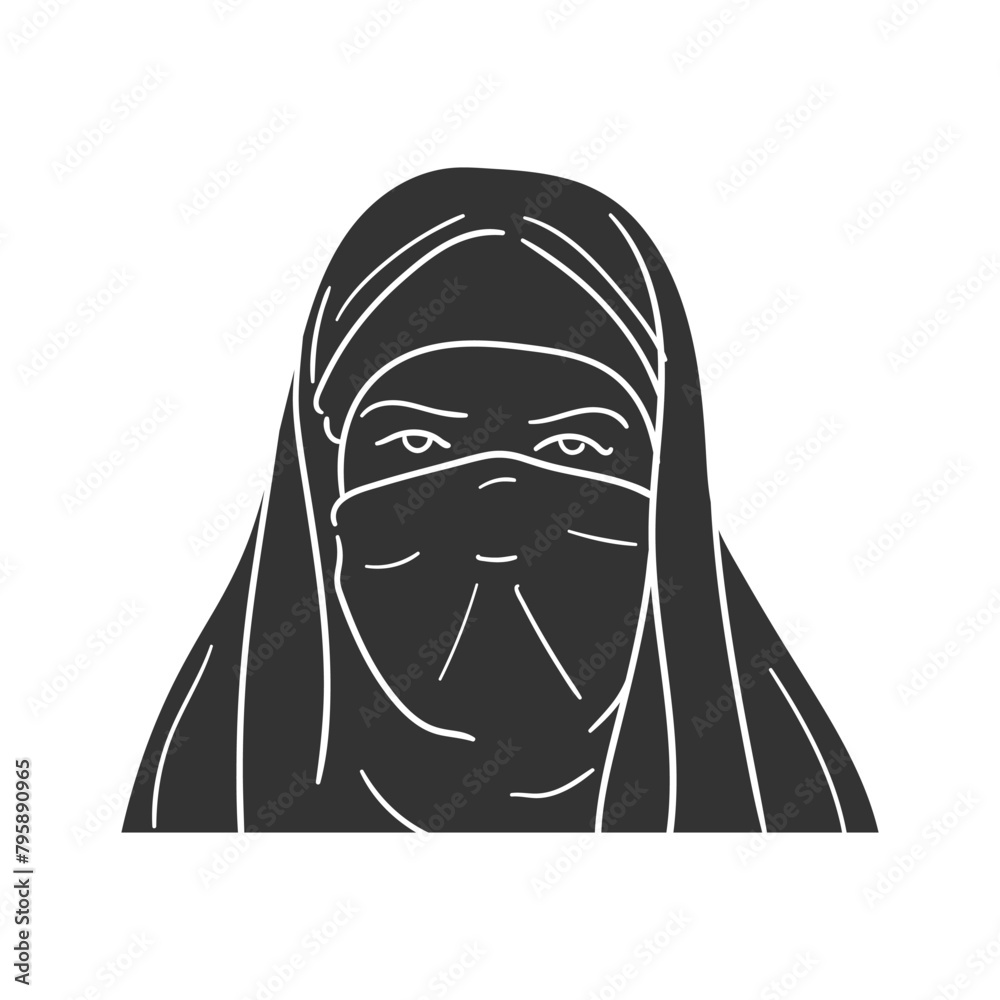 Arab woman Icon Silhouette Illustration. Islam Vector Graphic Pictogram ...