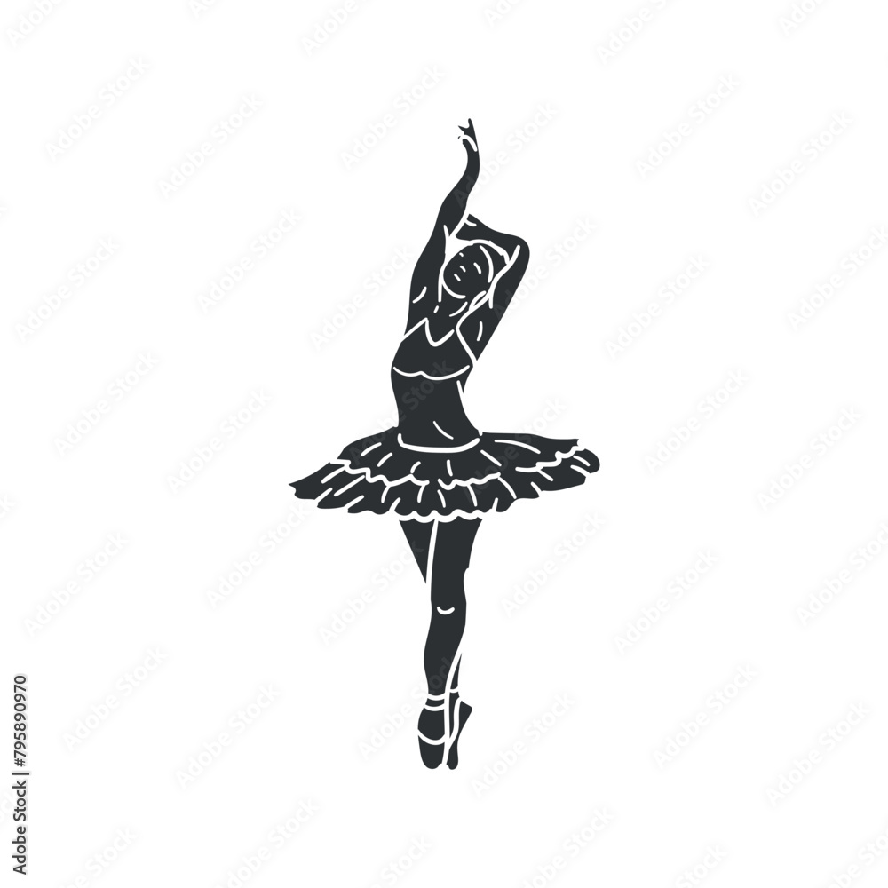 Ballerina Icon Silhouette Illustration. Ballet Vector Graphic Pictogram ...