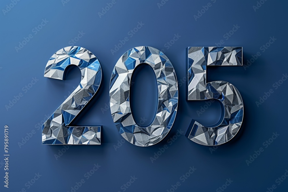 The number 205 is made up of blue and white shapes that look like ice ...