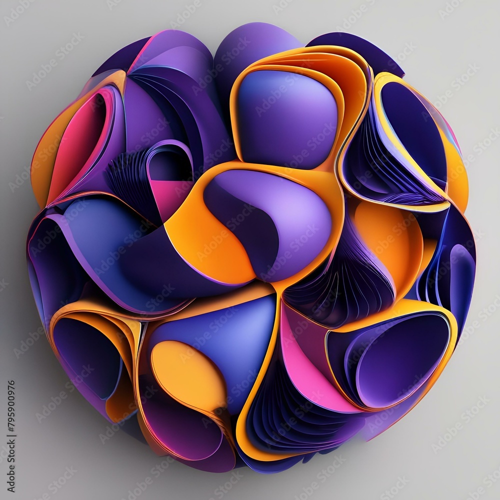 Abstract forms evolving and morphing into new shapes, in a continuous ...