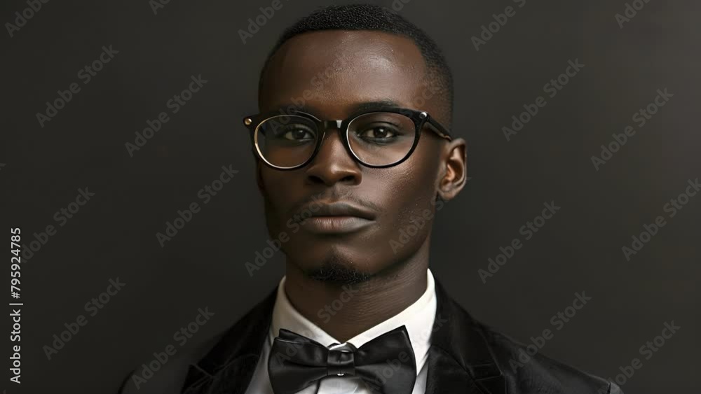 A stunning Black man poses against a black background his sharp ...