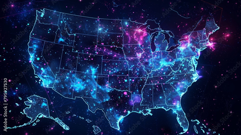 Vibrant digital map of the United States - A digital map of the United ...