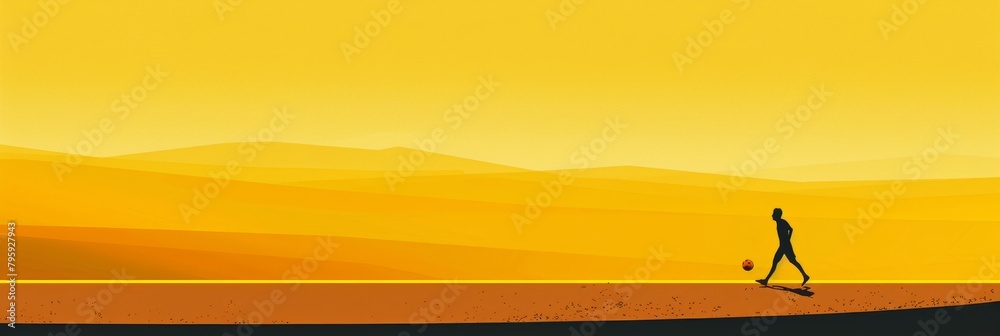 Silhouette of person dribbling in desert - A person dribbles a ...