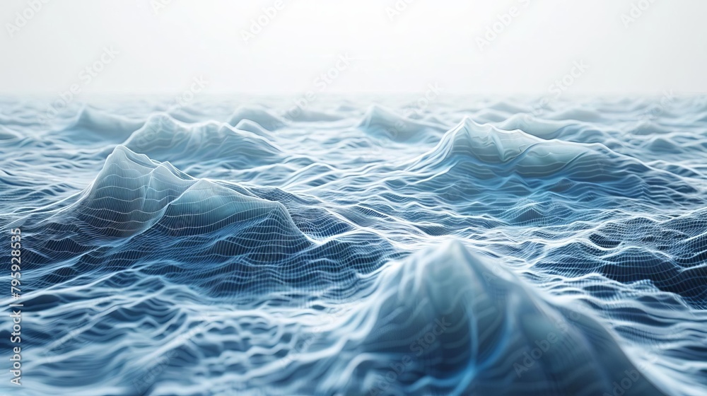 Ocean waves rendered in a wireframe mesh Stock Illustration | Adobe Stock