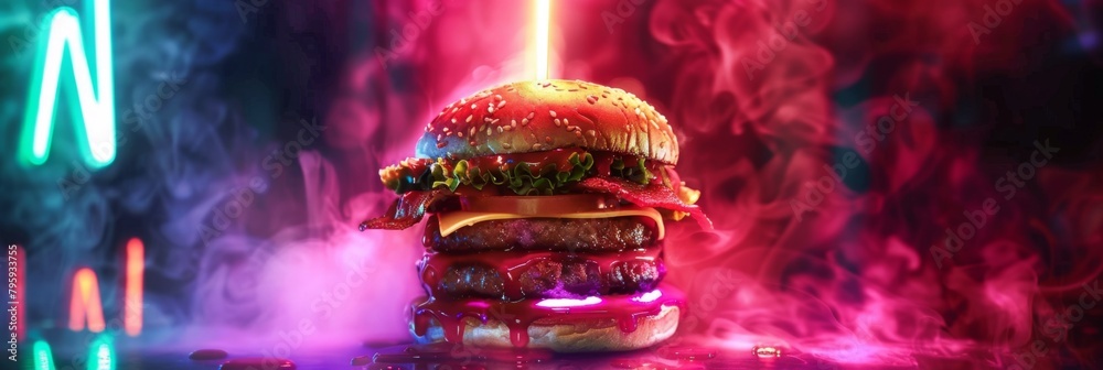 Burger with Laser Beam and Smoke - Dynamic laser beam slicing through ...