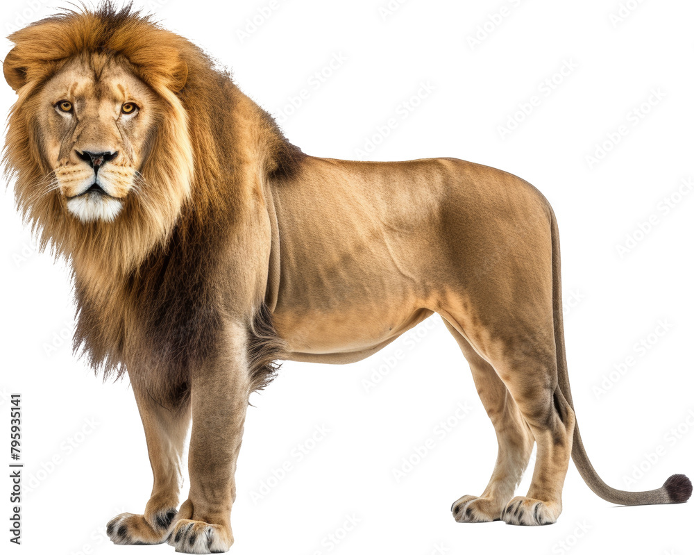 Full body image of a majestic adult male lion standing Stock Photo ...