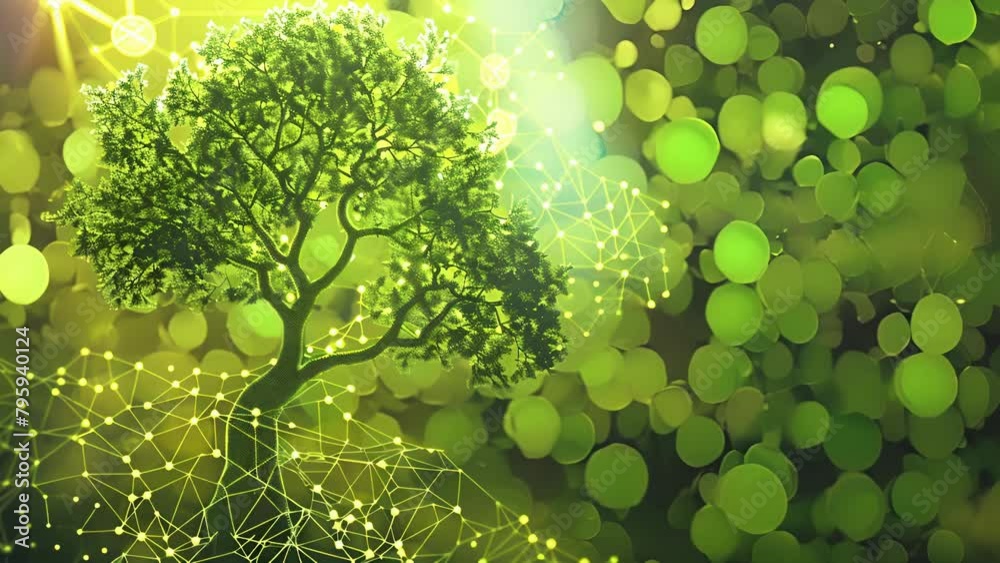 Vidéo Stock A digital graphic of a tree made up of intricate molecular ...