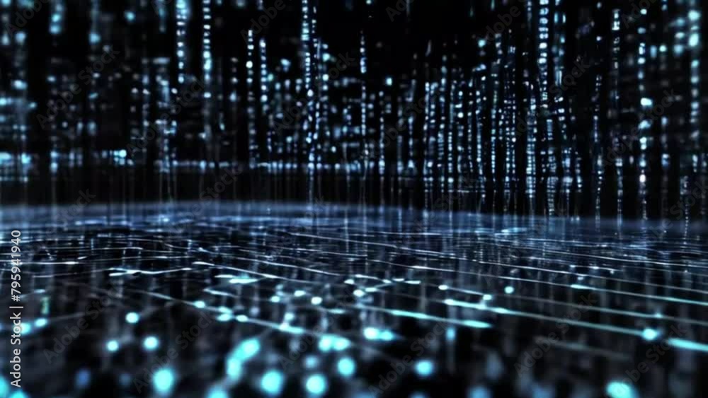 Digital binary code matrix background - 3D rendering of a scientific ...