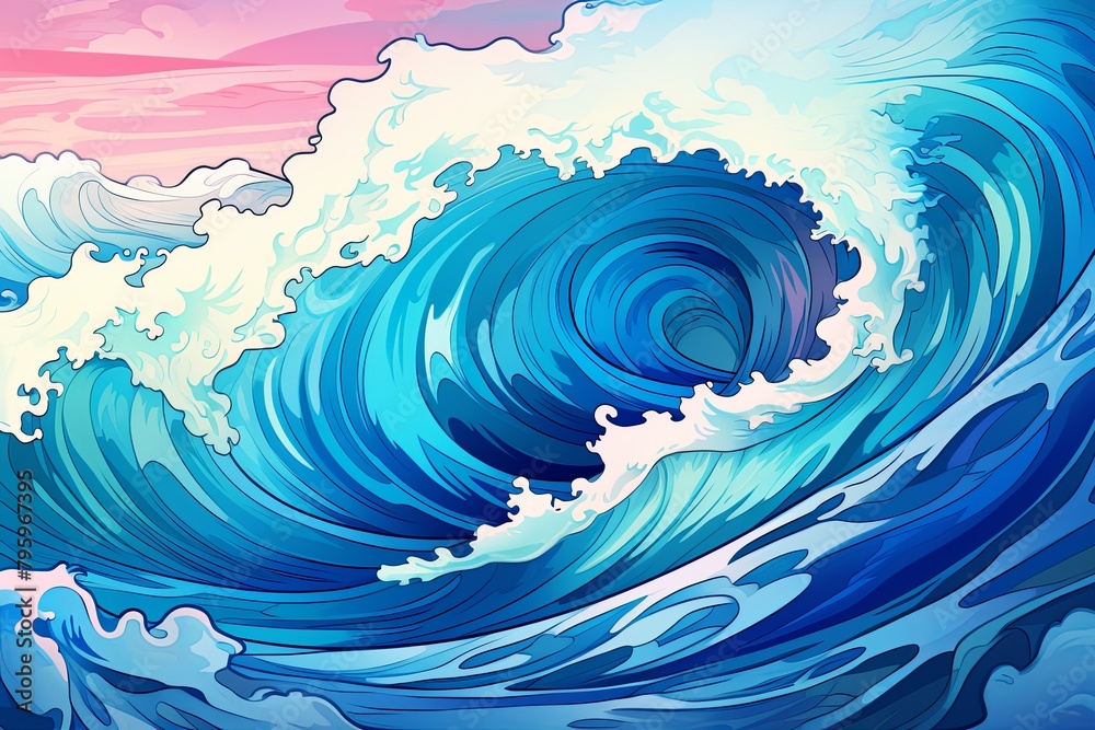 Ocean Wave Color Magic: Tidal Wave Gradients in a Majestic Ocean Sky ...