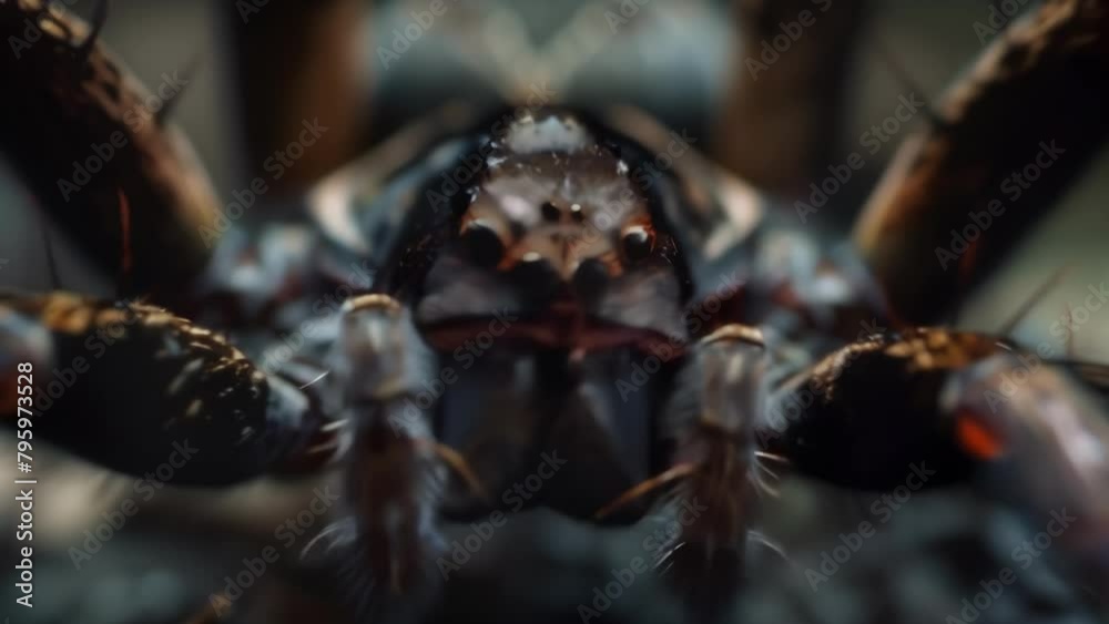 Detailed capture of a spider fang retracting in slow motion after ...