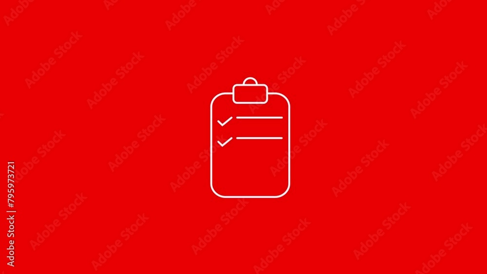 Minimalist clipboard with check marks icon animated symbolizing task ...